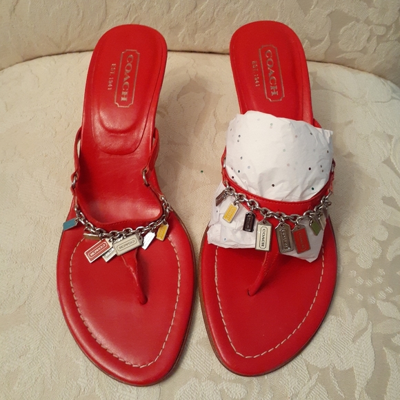 Coach | Shoes | Coach Red Sandles | Poshmark